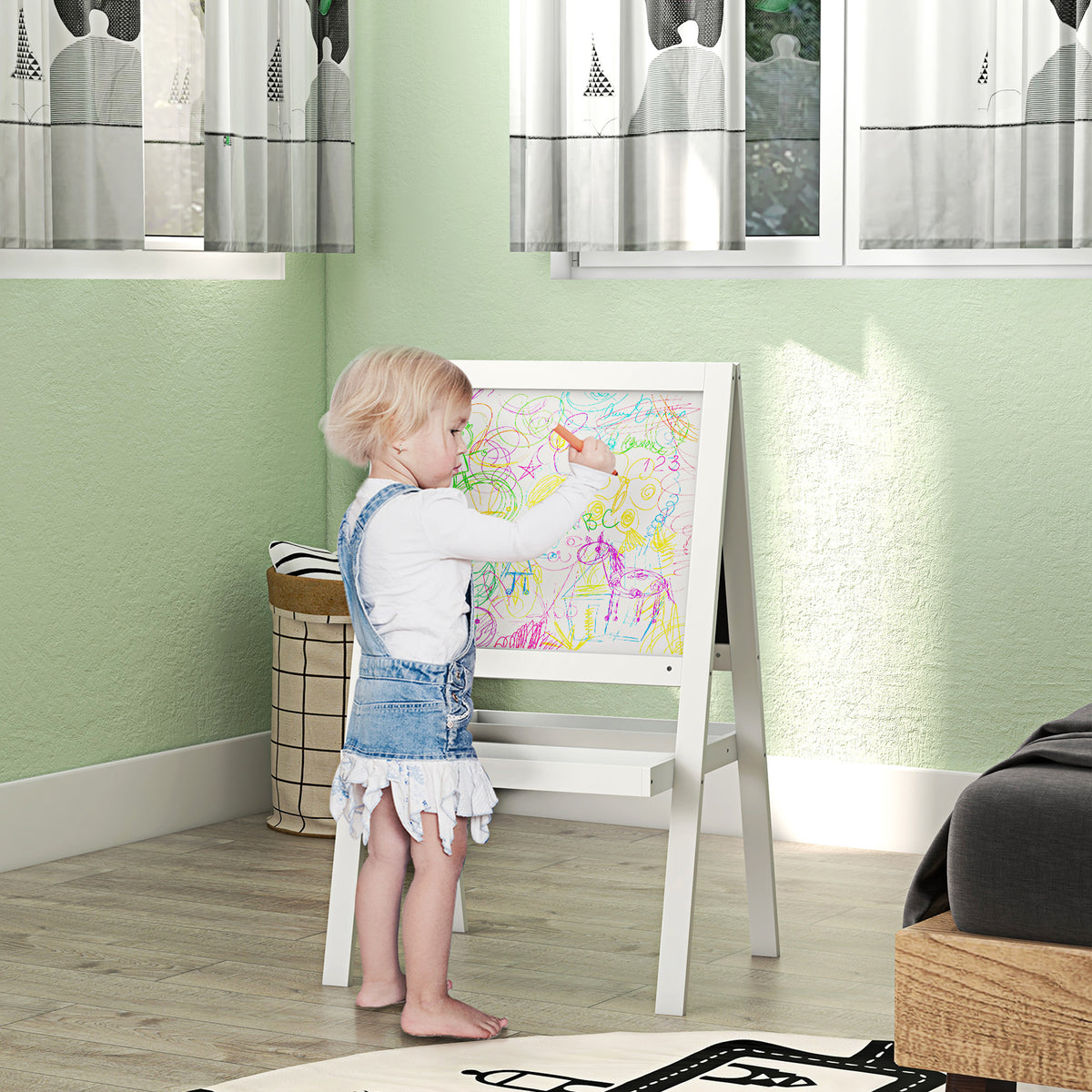 Buy 2 in 1 Kids Art Easel With Whiteboard & Chalkboard | Opal Retail