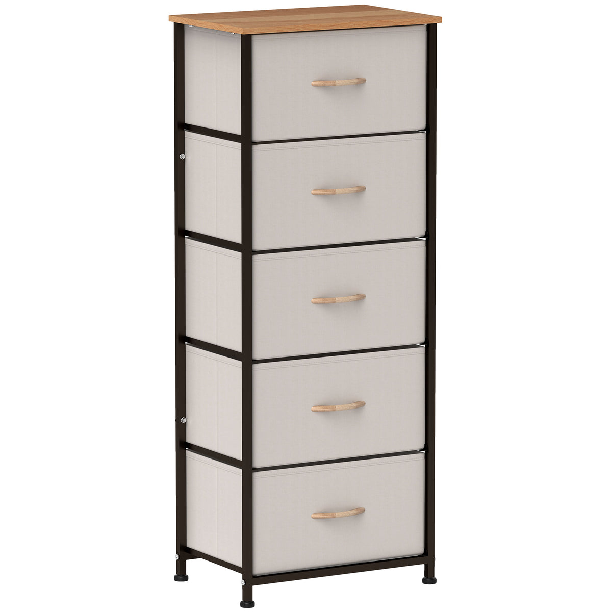 Buy HOMCOM Cream White Fabric Chest of Drawers, 5-Drawer | Opal Retail