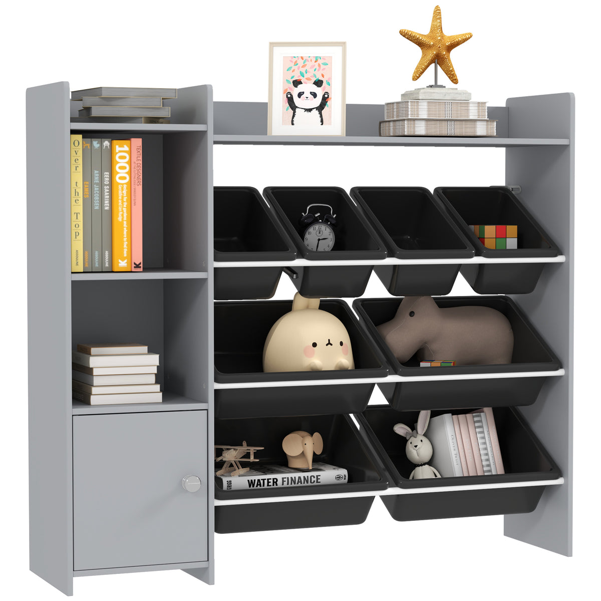 Buy AIYAPLAY Grey Toy Storage Unit With 8 Bins & Shelves | Opal Retail