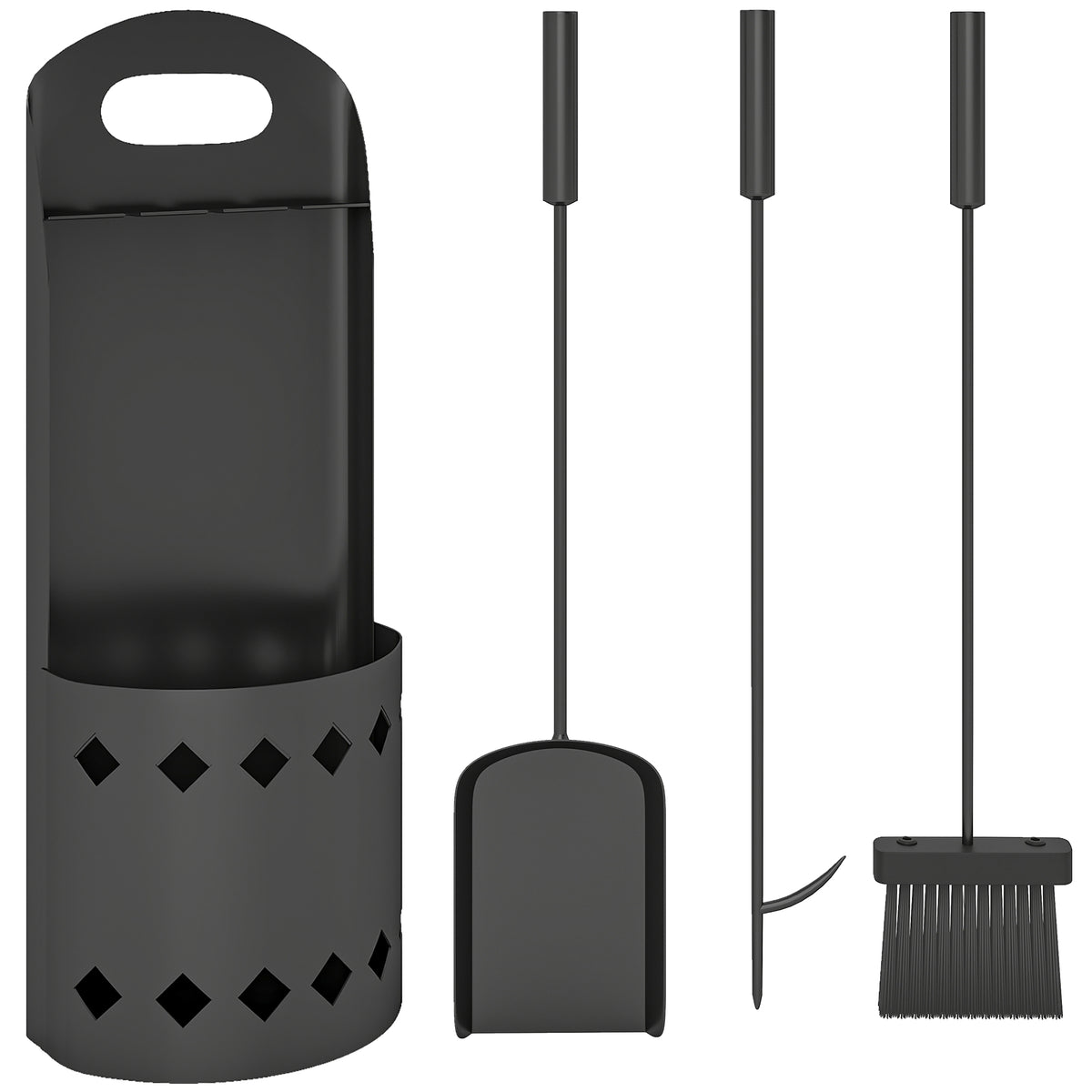 Buy 4 Piece Black Fireplace Tool Set With Ash Bucket | Opal Retail