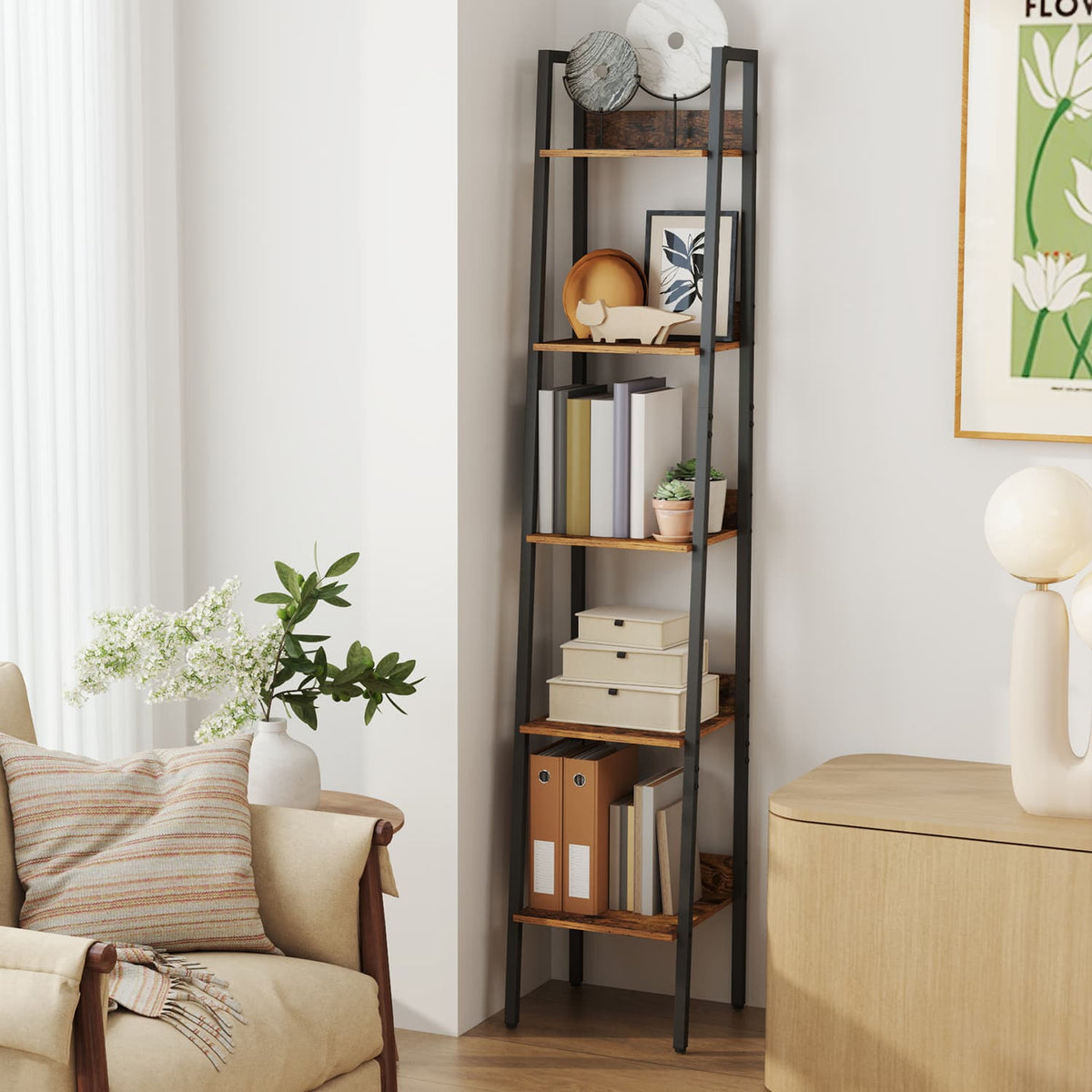 Vasagle 5 Tier Narrow Ladder Bookshelf For Home Or Office | Opal Retail