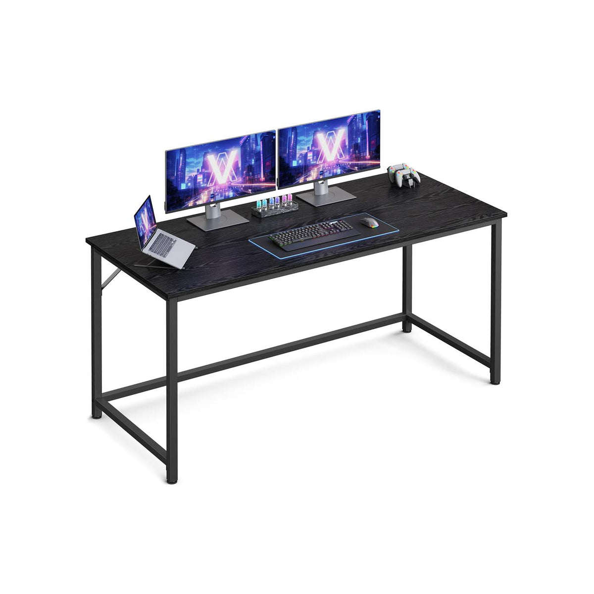 Vasagle Black Computer Desk With Storage Shelf | Opal Retail UK