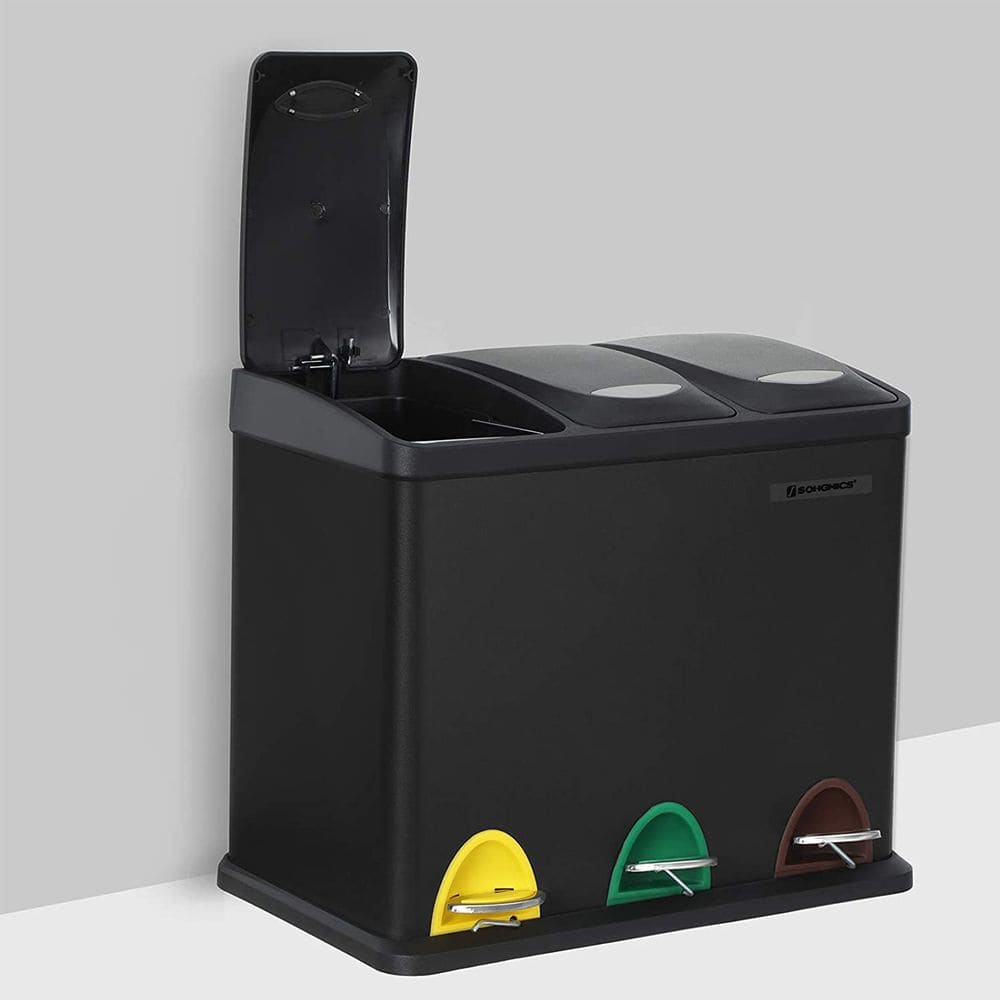 Shop Songmics Three Compartment Recycling Bin @ Opal Retail