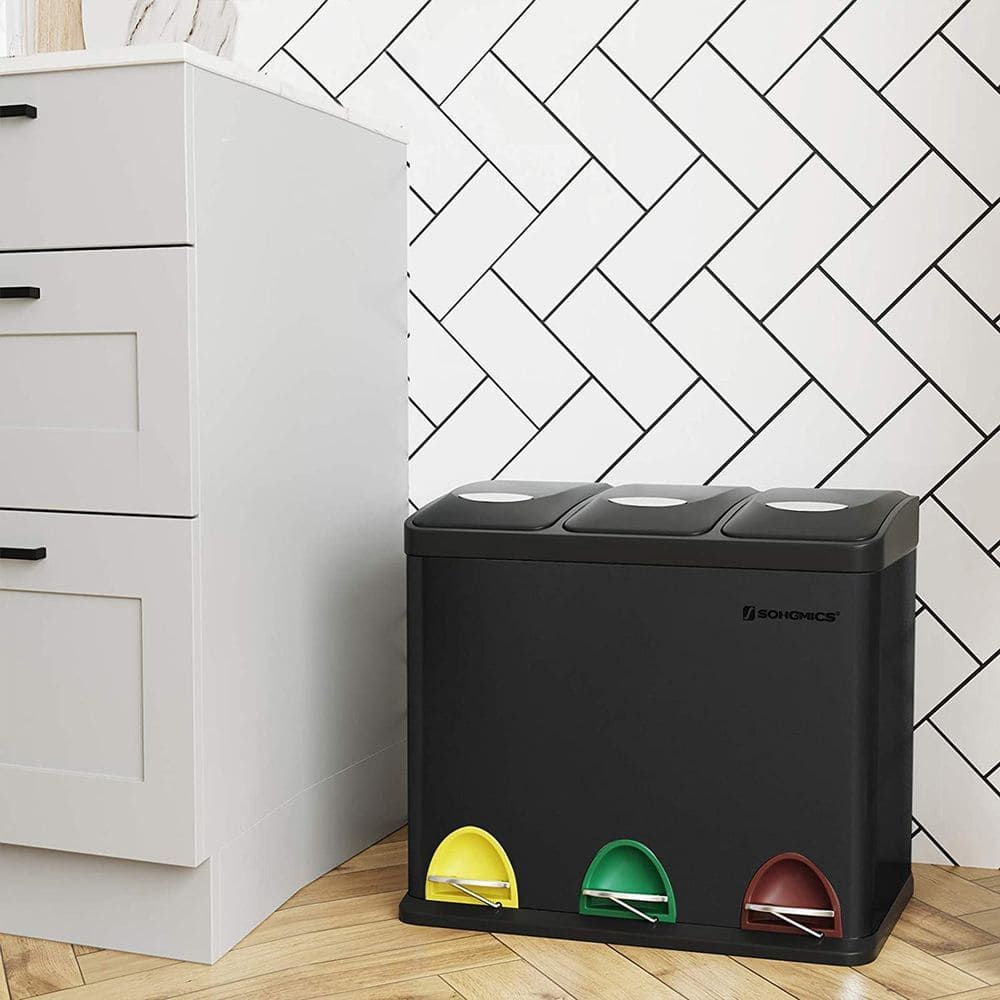 Shop Songmics Three Compartment Recycling Bin @ Opal Retail