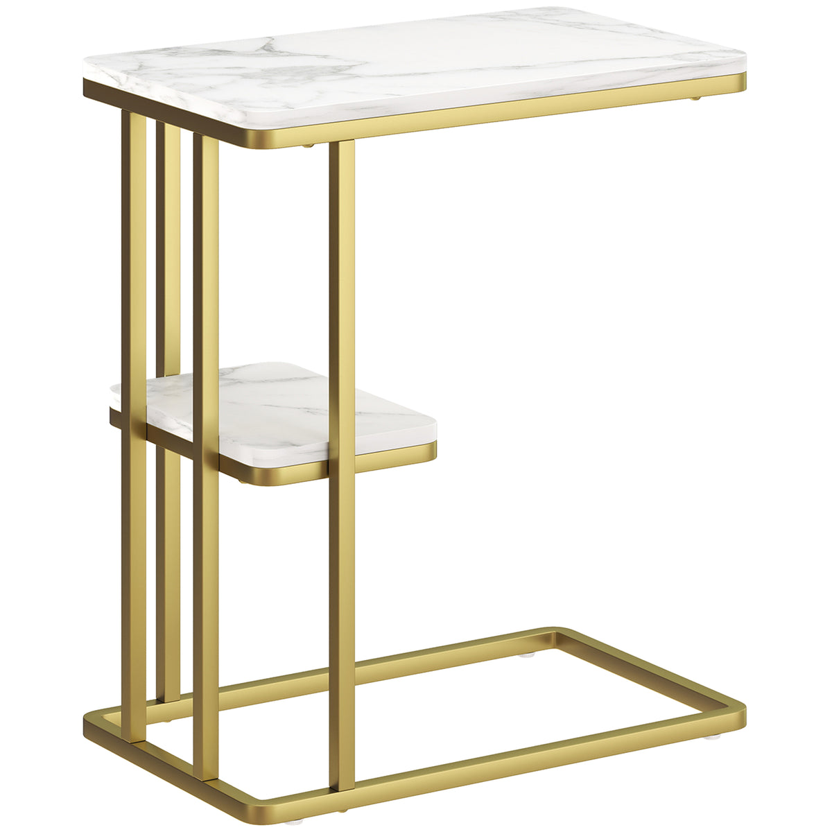 Buy Slim C Shaped Side Table With 2 Tiers for Small Spaces | Opal Retail