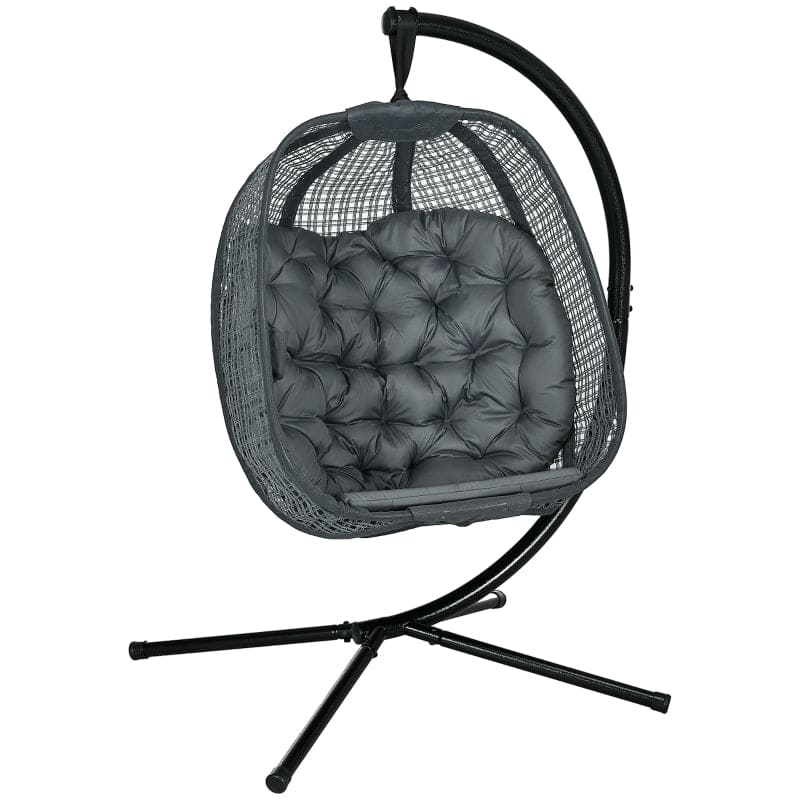 Shop Swinging Egg Chair With Stand and Thick Cushion Dark Grey — Opal ...