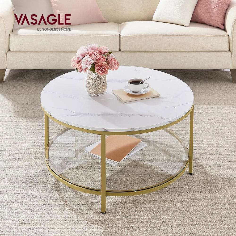 Round Faux Marble Coffee Table