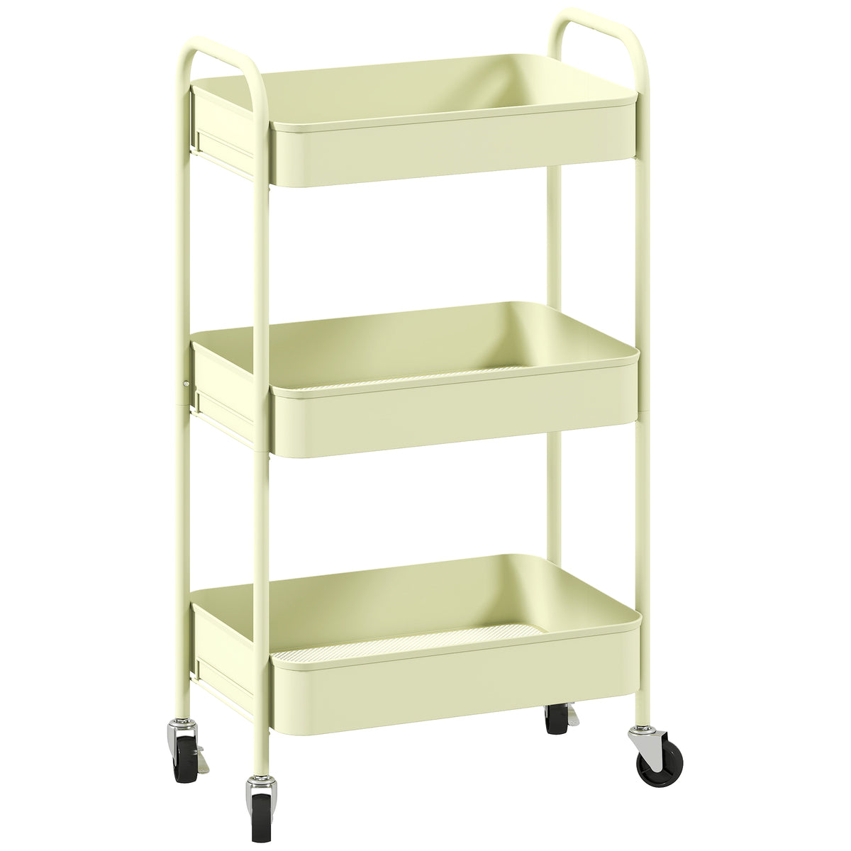 Buy Three Tier Green Steel Storage Trolley With Wheels | Opal Retail