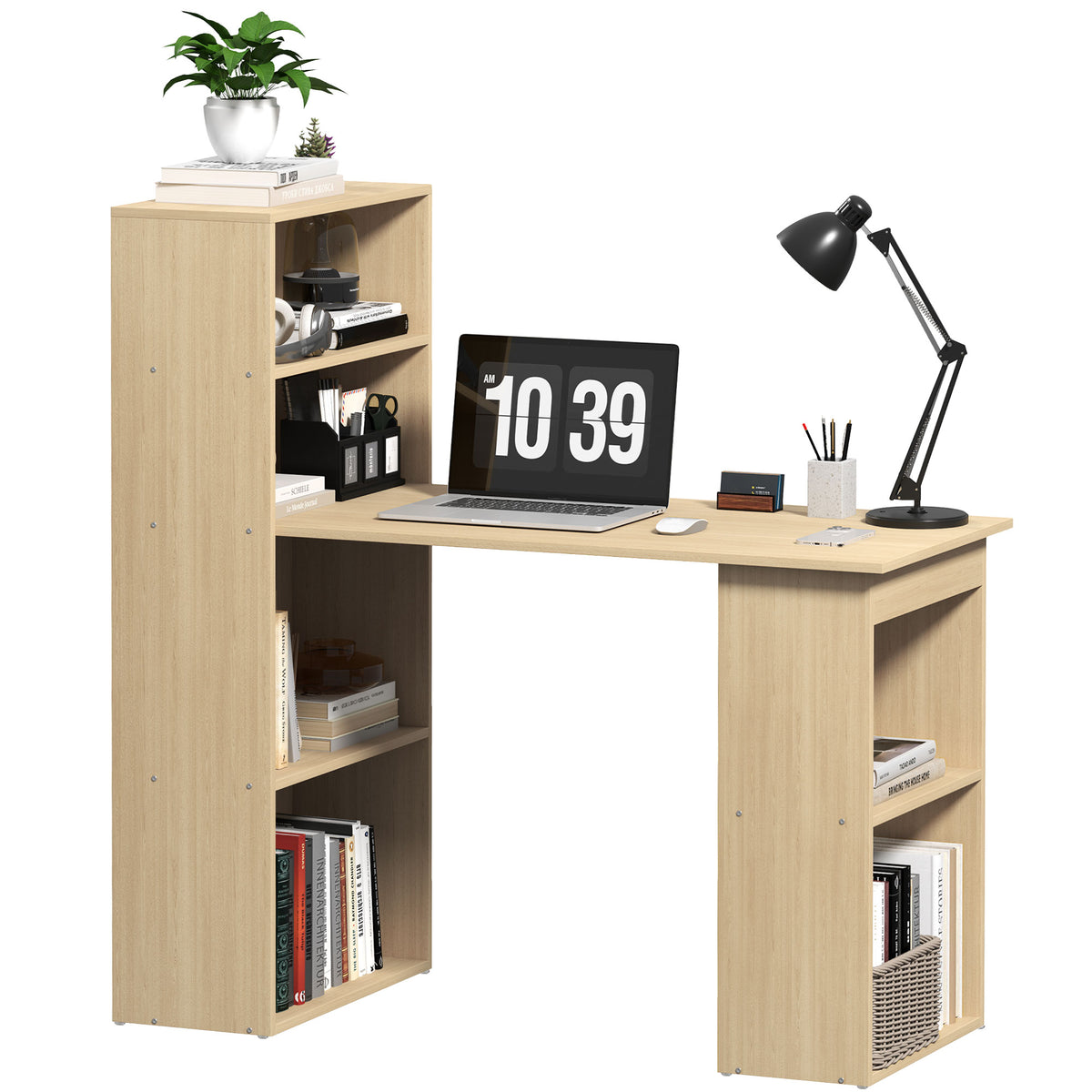 Buy HOMCOM 120cm Computer Desk With 6 Shelves | Opal Retail