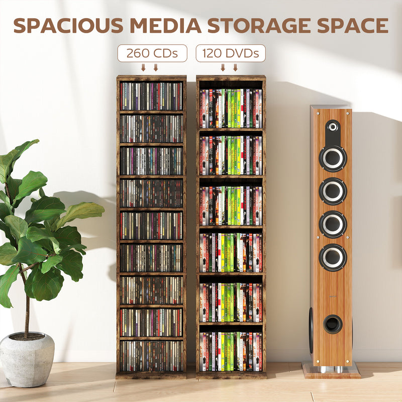 Buy Tall Narrow CD Storage Tower for 260 Discs Rustic Brown | Opal Retail