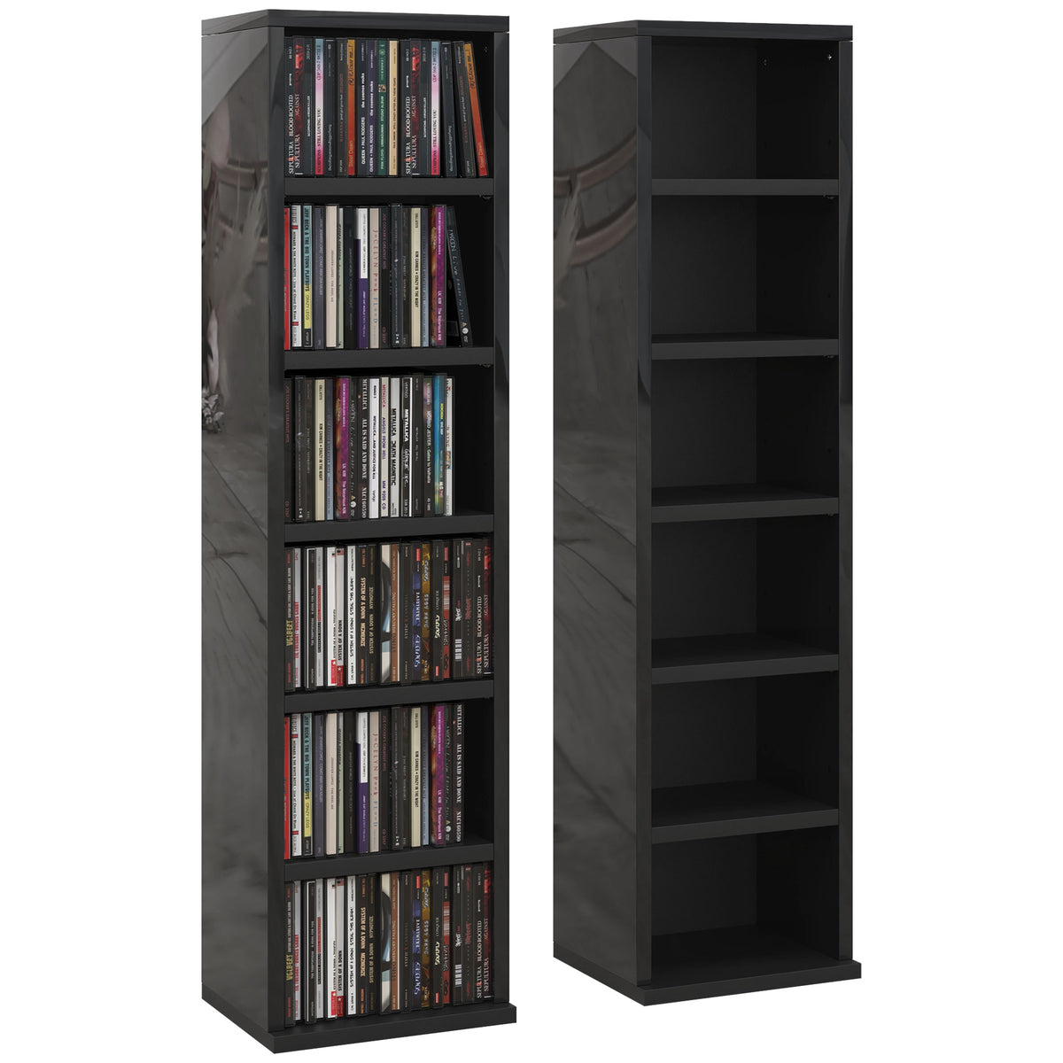 Buy Set of 2 Tall Black CD Storage Shelves Gloss Finish | Opal Retail