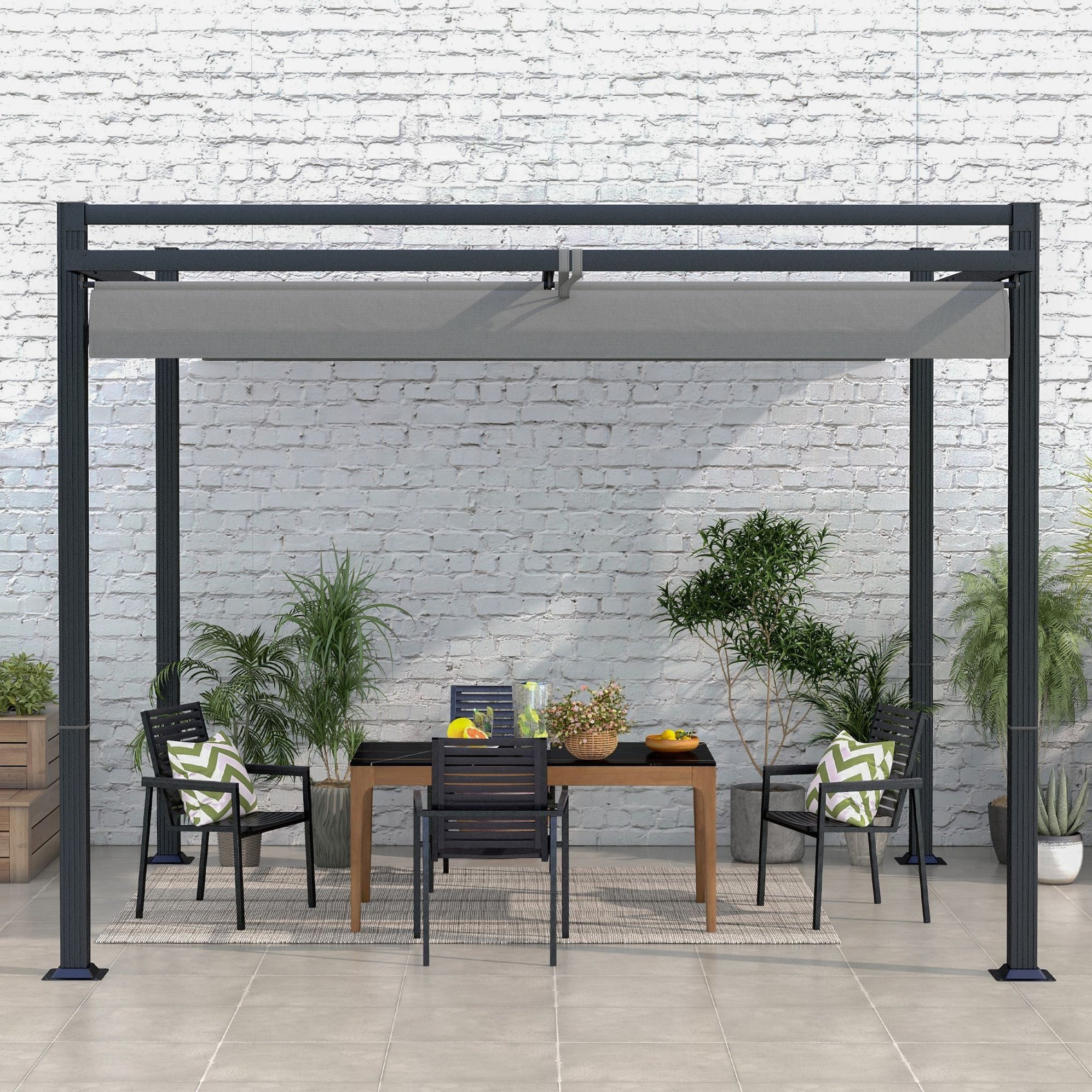 3mx3m Aluminium Pergola With Retractable Roof | Opal Retail