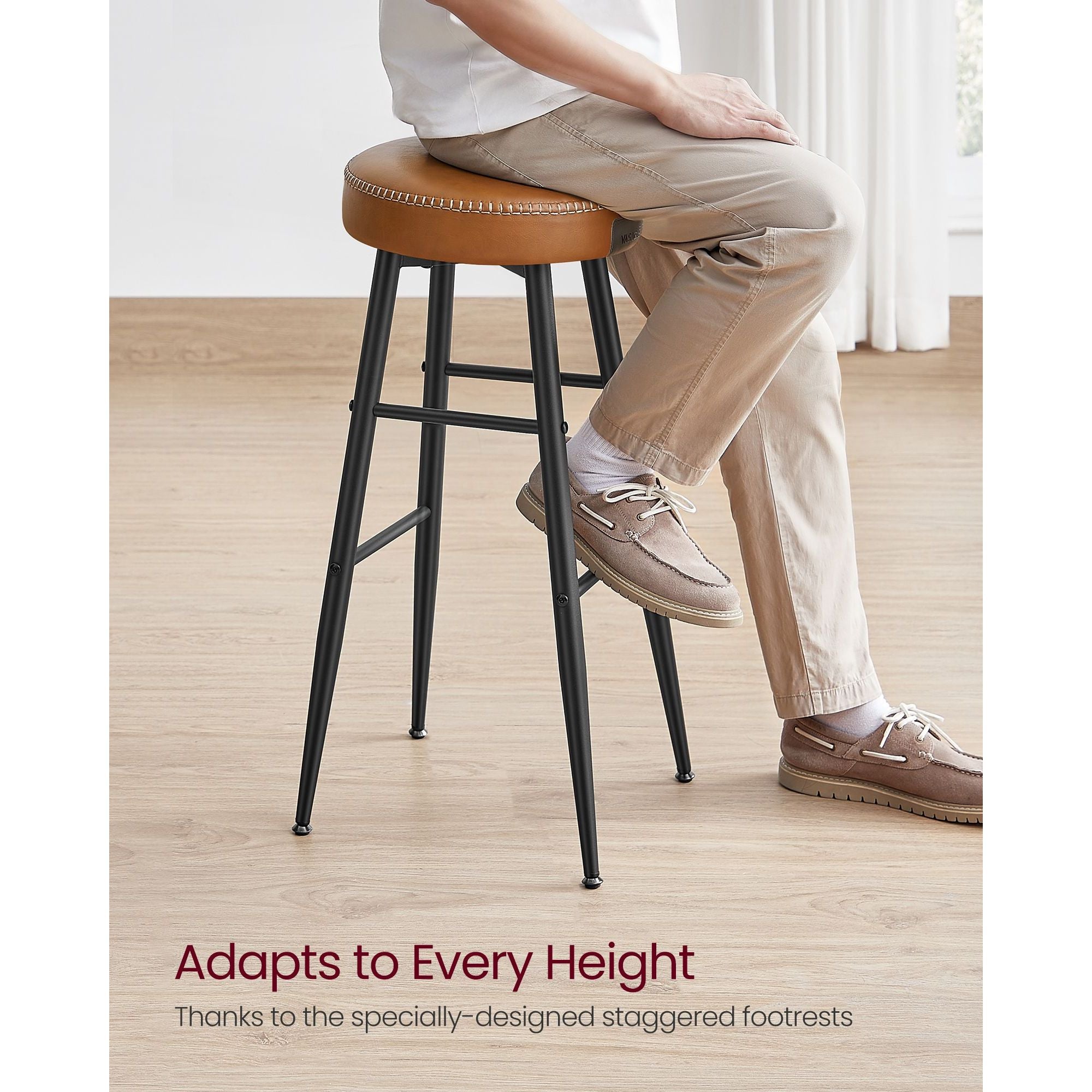 Vasagle Tall Bar Stools Without Backs Set of 2, 76cm | Opal Retail