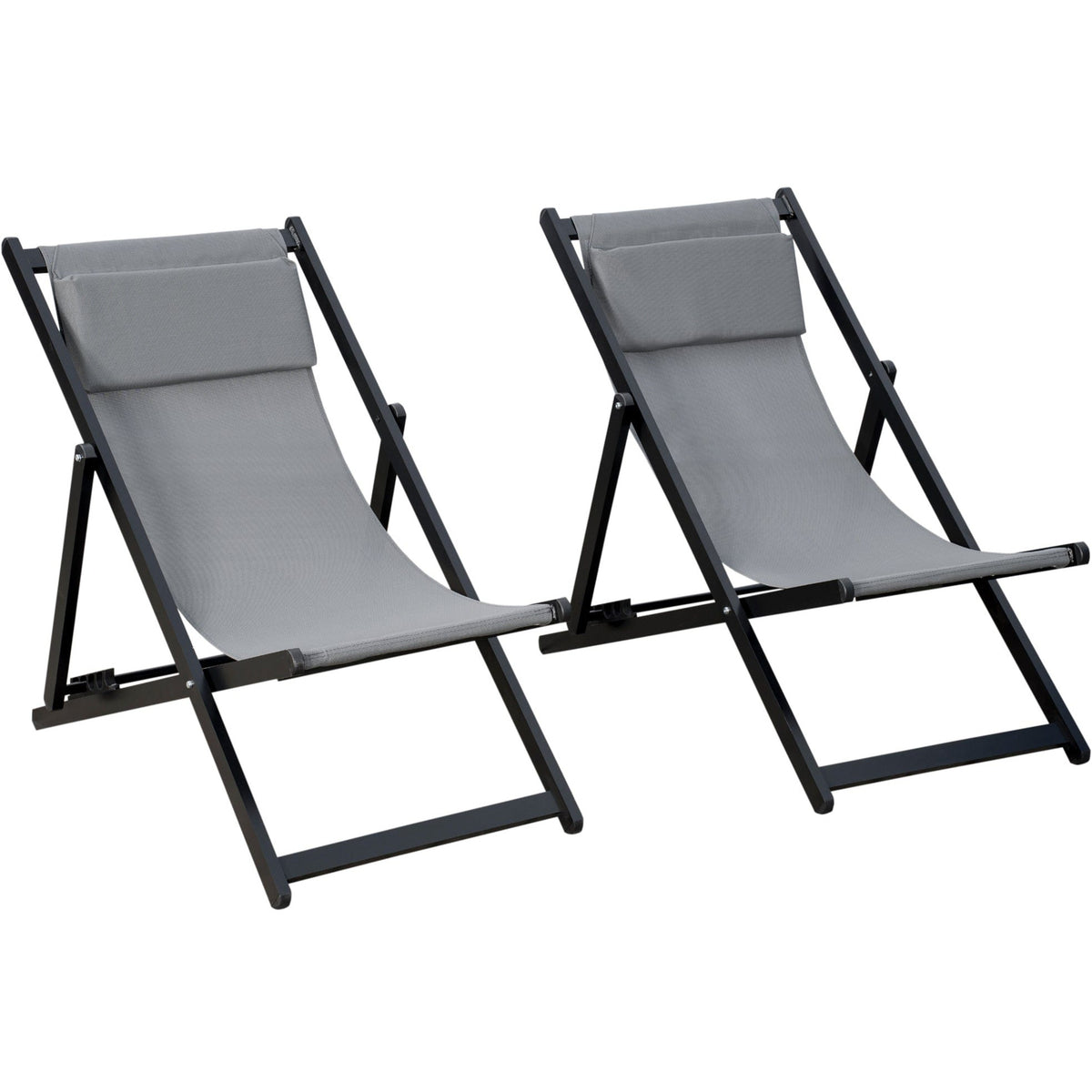 Beach Lounge Duo: Folding Grey Deck Chairs — Opal Retail