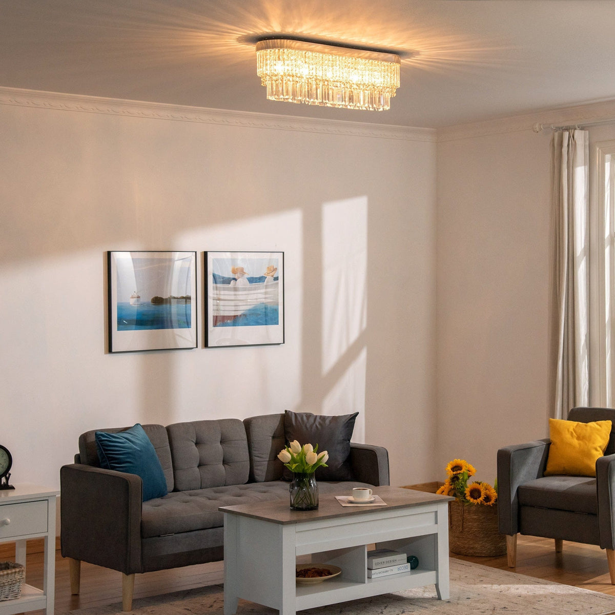 Shop Raindrop Crystal Chandelier Round Pendant Ceiling Light — Opal Retail