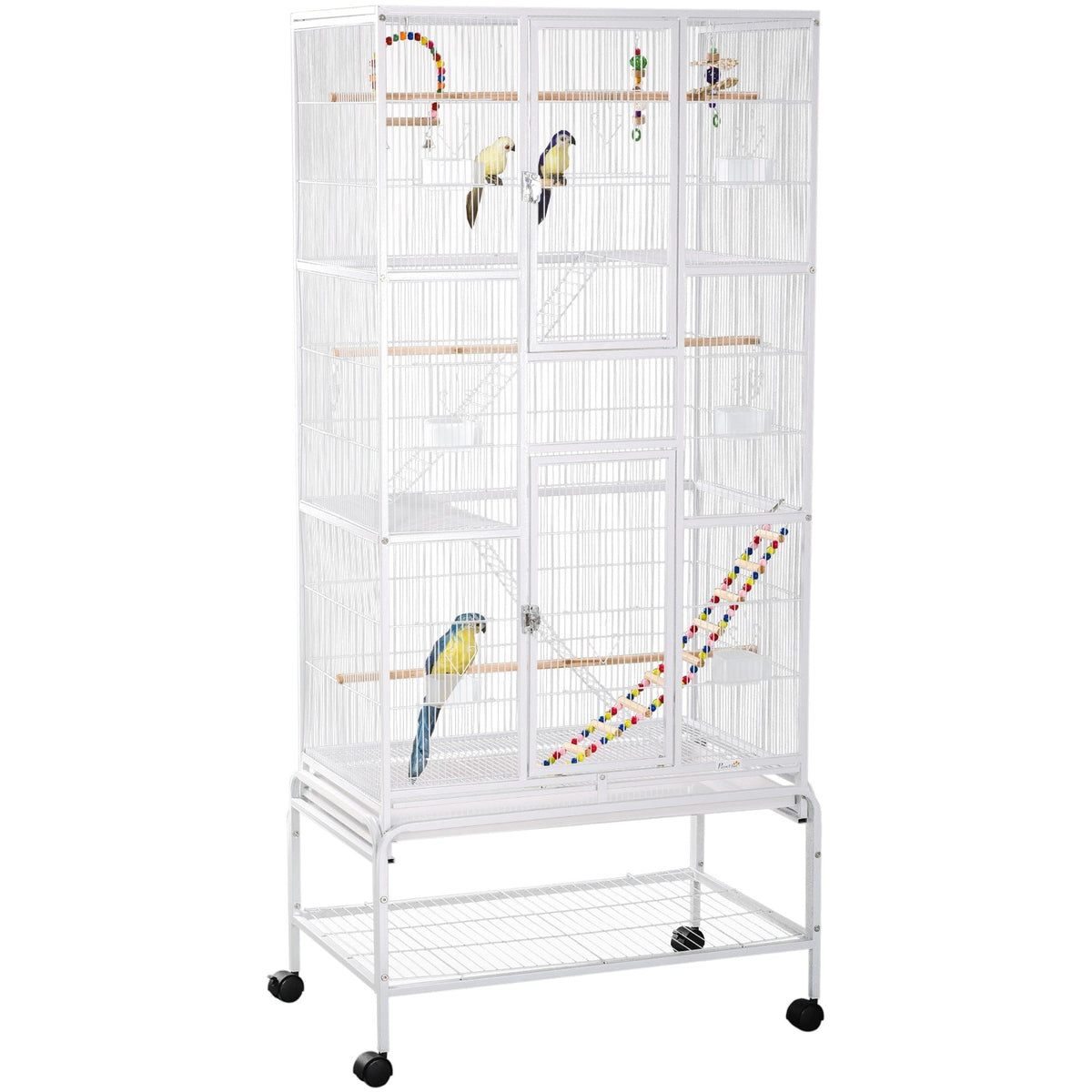 Shop Now PawHut 3 Tier White Bird Cage with Accessories — Opal Retail