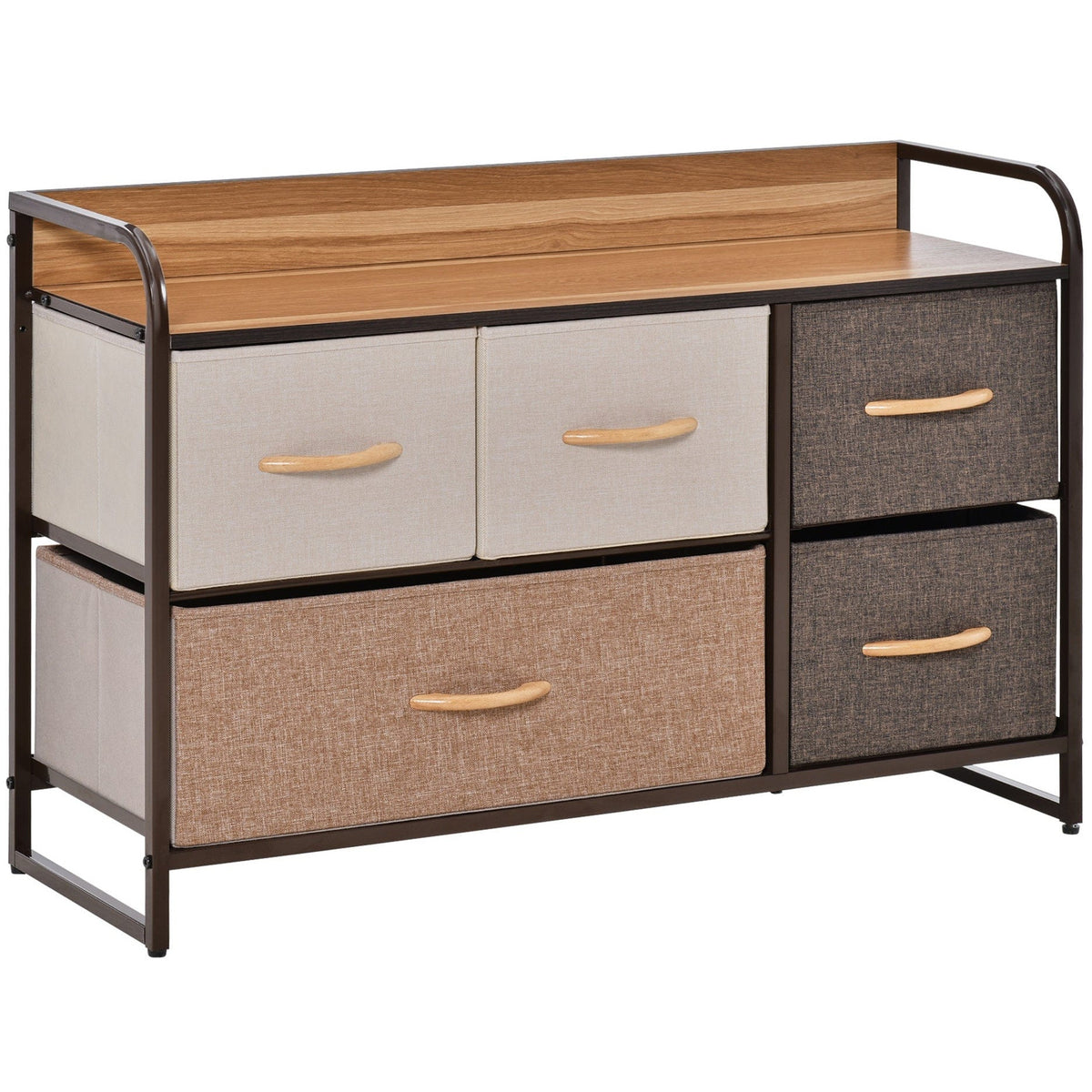 5-Drawer Dresser: Classy Linen & Steel Bedroom Storage — Opal Retail